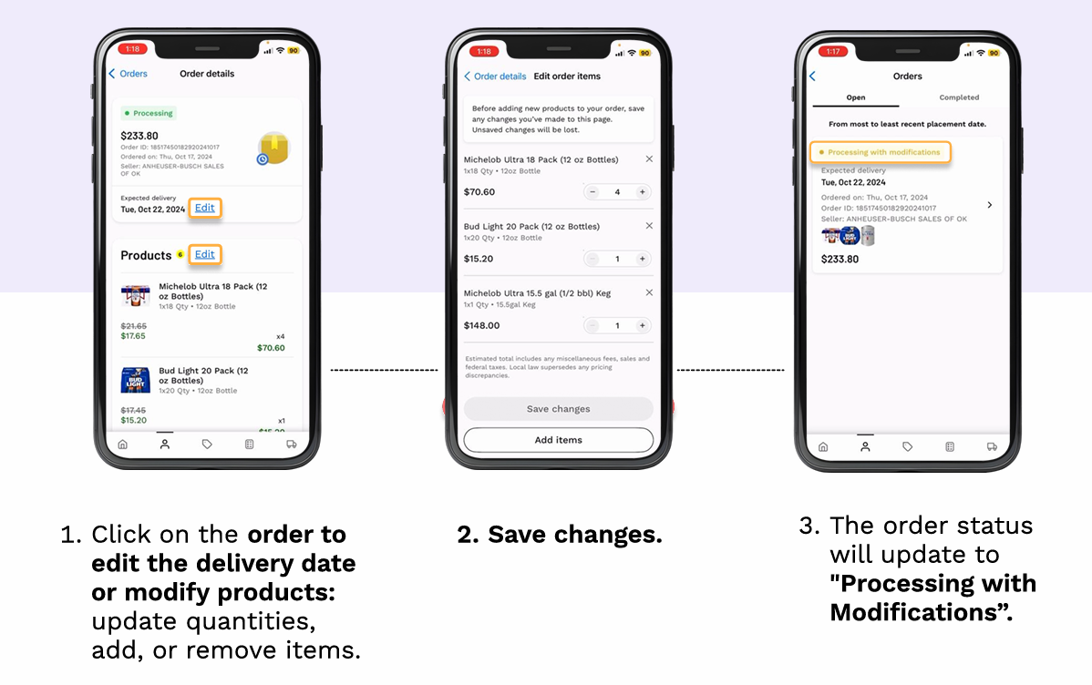 How to edit an order in BEES – BEES Help Center